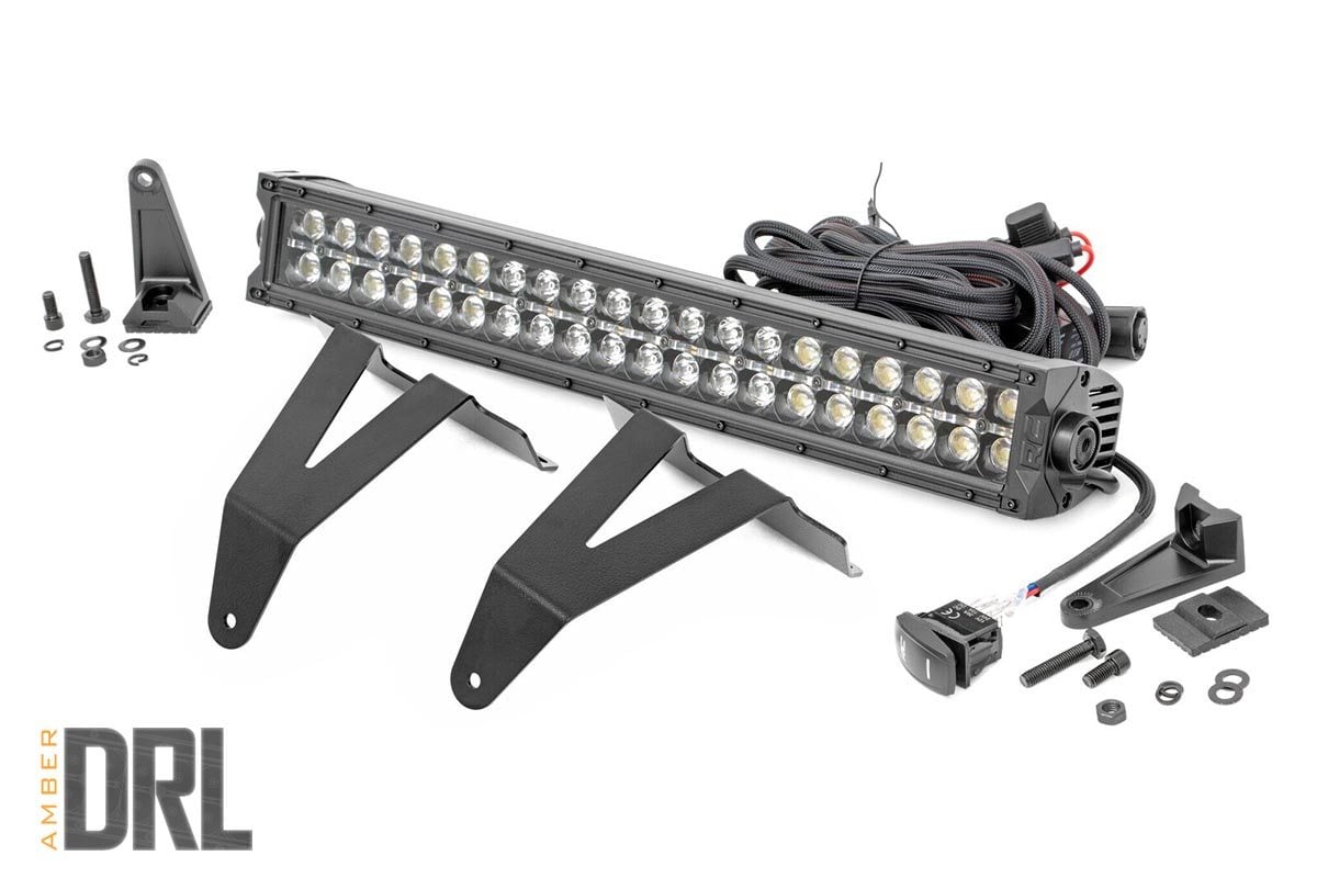 Rough Country LED Light Kit | Bumper Mount | 20" Black Dual Row| Amber ...