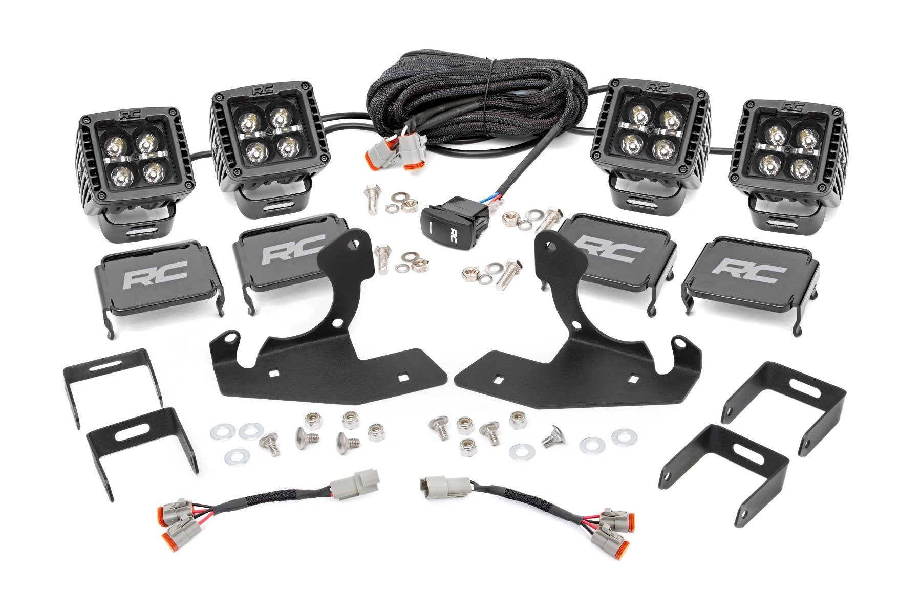 Rough Country LED Light Kit | Fog | 2" Black Pairs x2 | White DRL | Ch ...